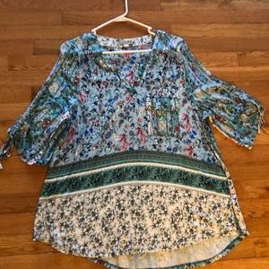 ONE WORLD | Tops | Pretty Floral One World Tunic In Euc | Poshmark